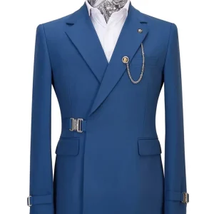 Royal Blue Two Piece Notch Lapel Slim Fit Business Men Suits With Metal ...